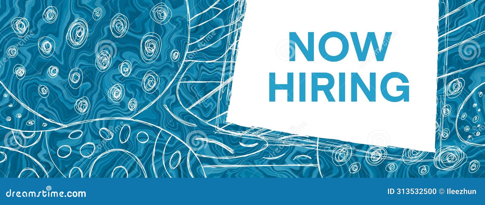Now Hiring Blue Doodle Scribble Texture Liquid Text Stock Illustration ...