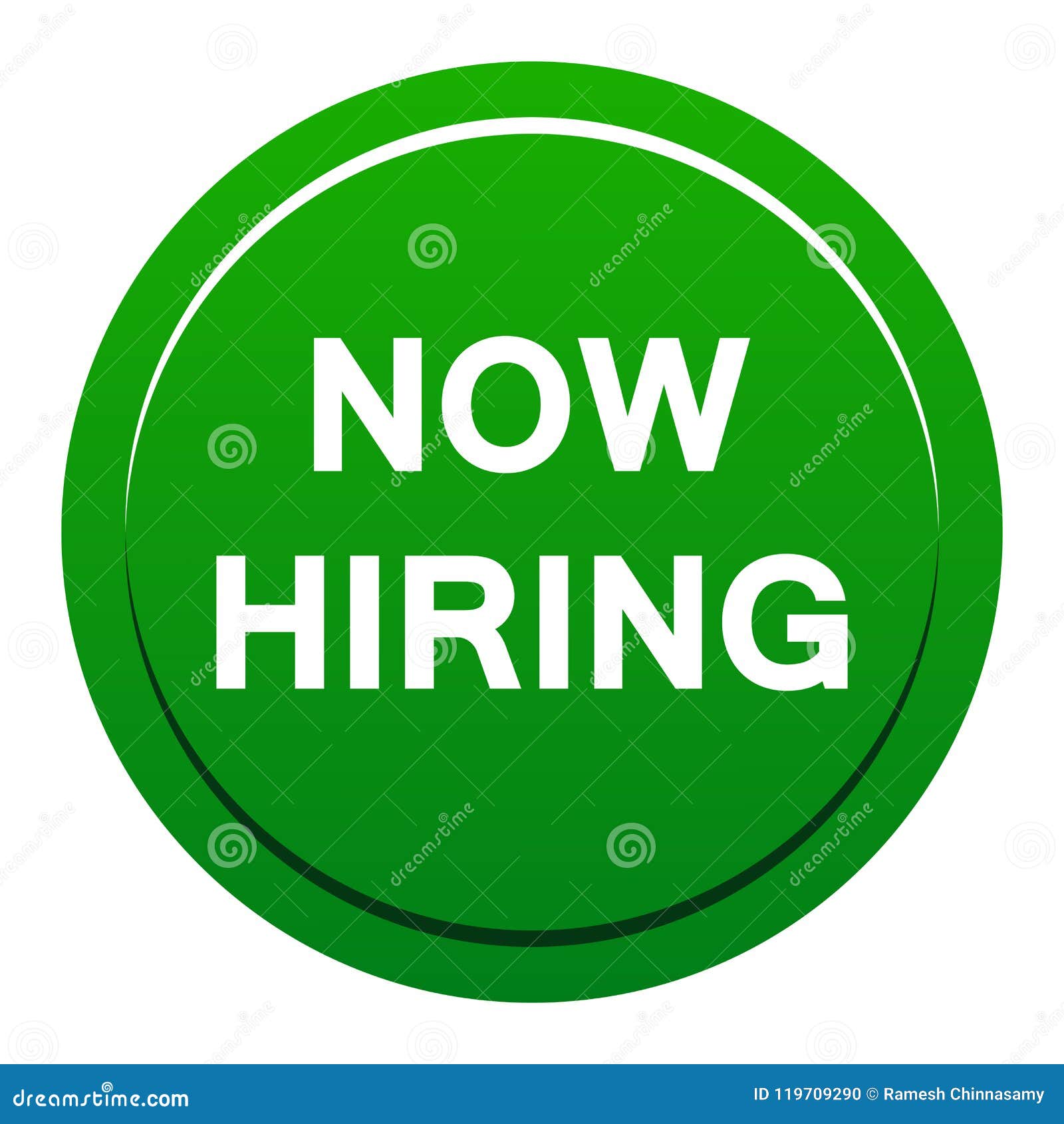 Now hiring button stock vector. Illustration of employee - 119709290
