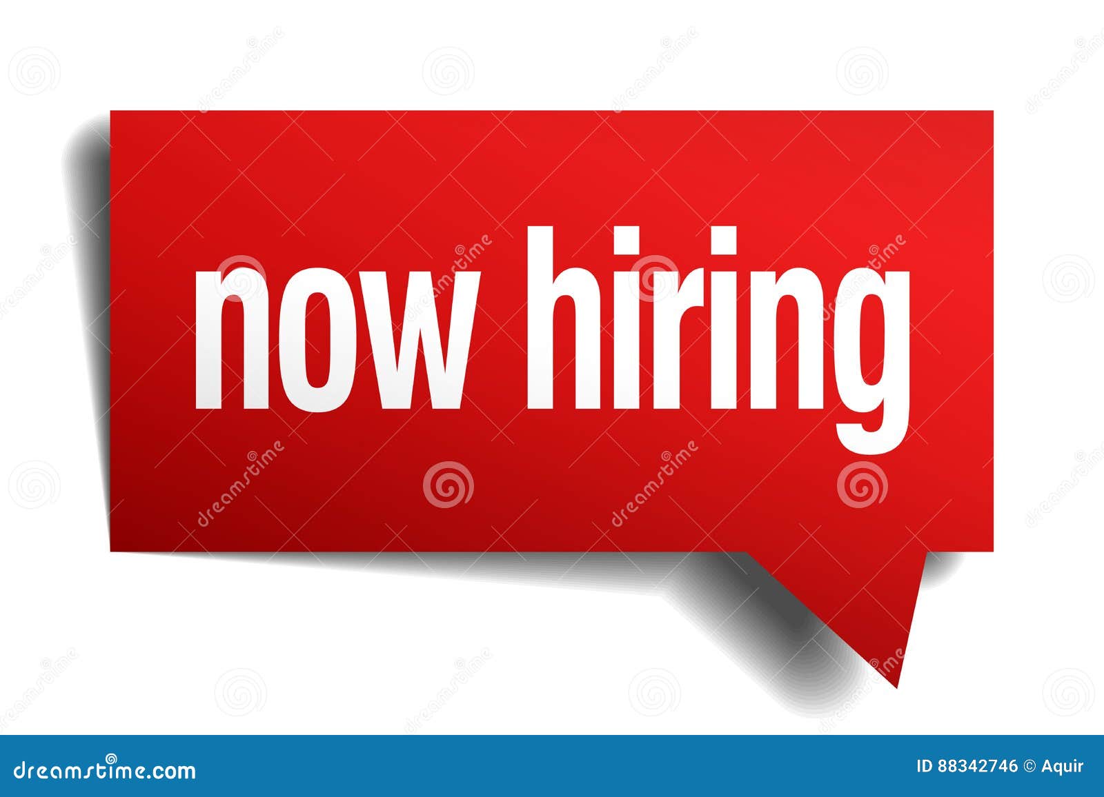 Now Hiring Red Paper Speech Bubble Stock Vector - Illustration of hired ...