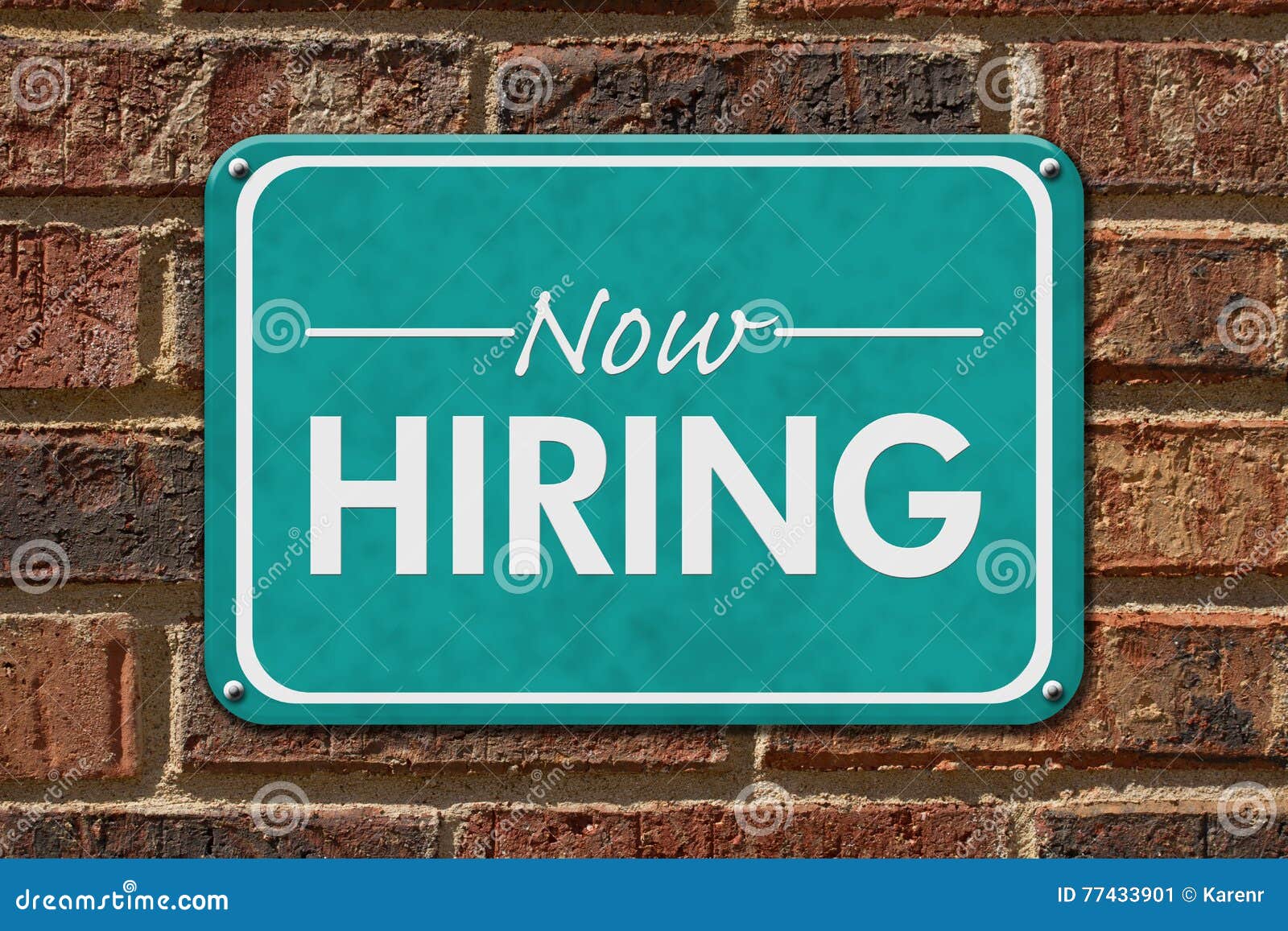 Now Hiring Sign On A Brick Building Stock Image | CartoonDealer.com ...