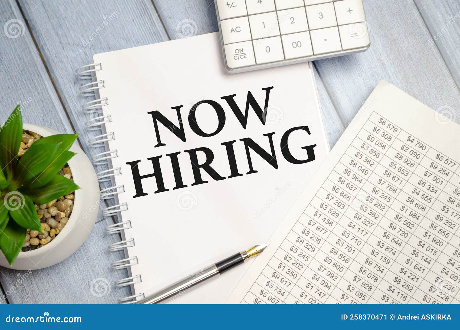 Now Hiring Word on Notepad with Glasses and Chart Stock Image - Image ...