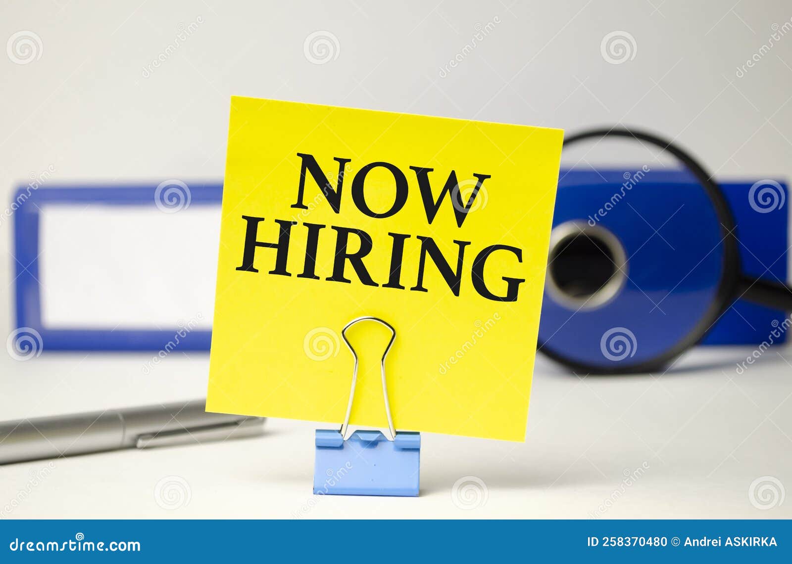 Now Hiring Word on Notepad with Glasses and Chart Stock Photo - Image ...