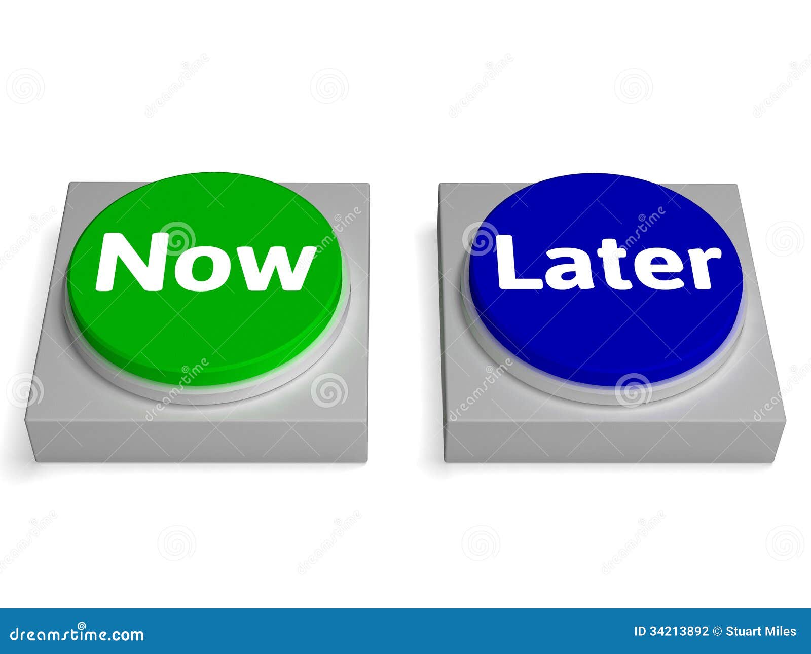 Now Later Buttons Shows Urgency or Delay Stock Illustration ...
