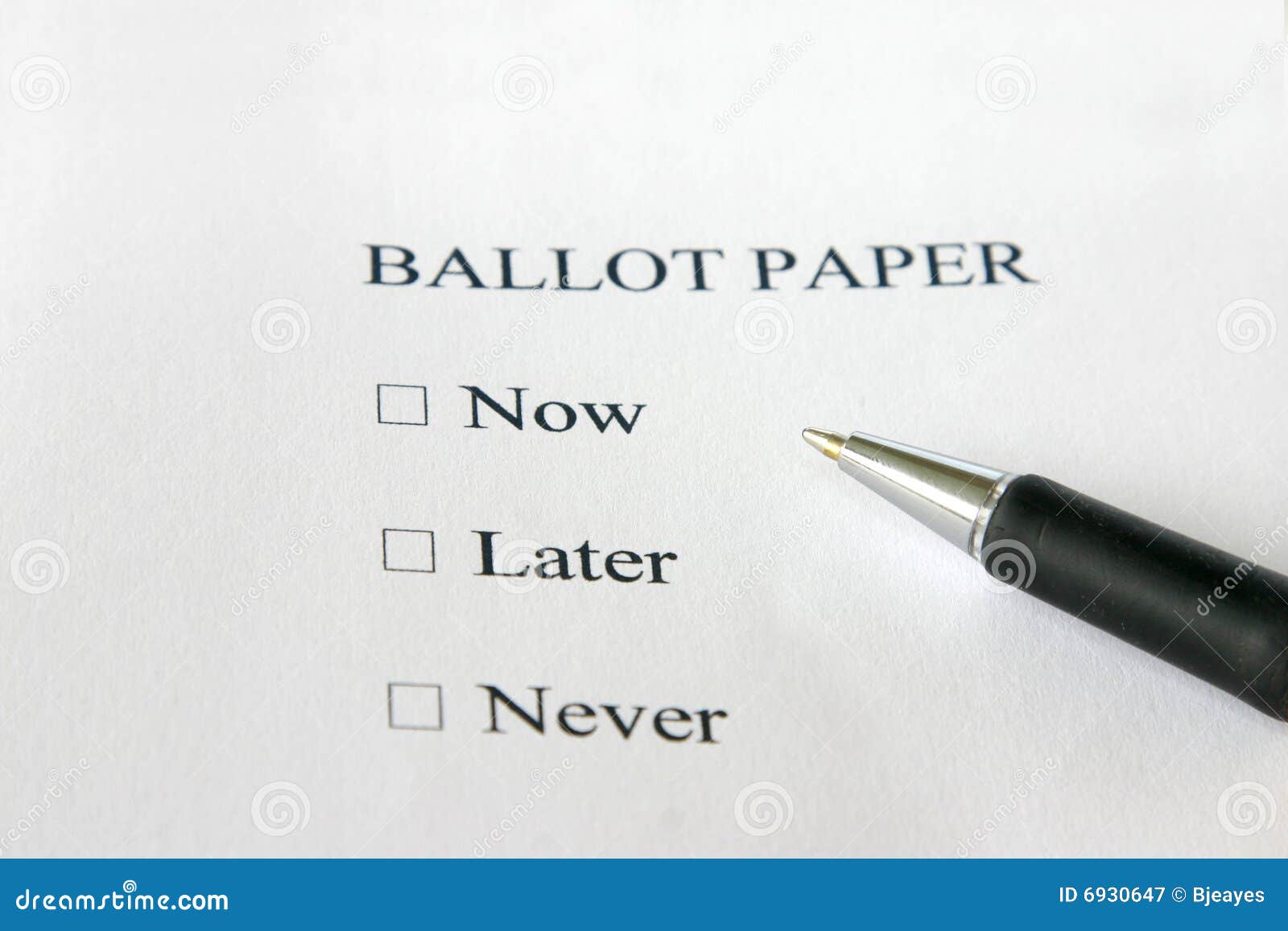 Now - Later or Never - You Decide Stock Image - Image of paper, closeup ...