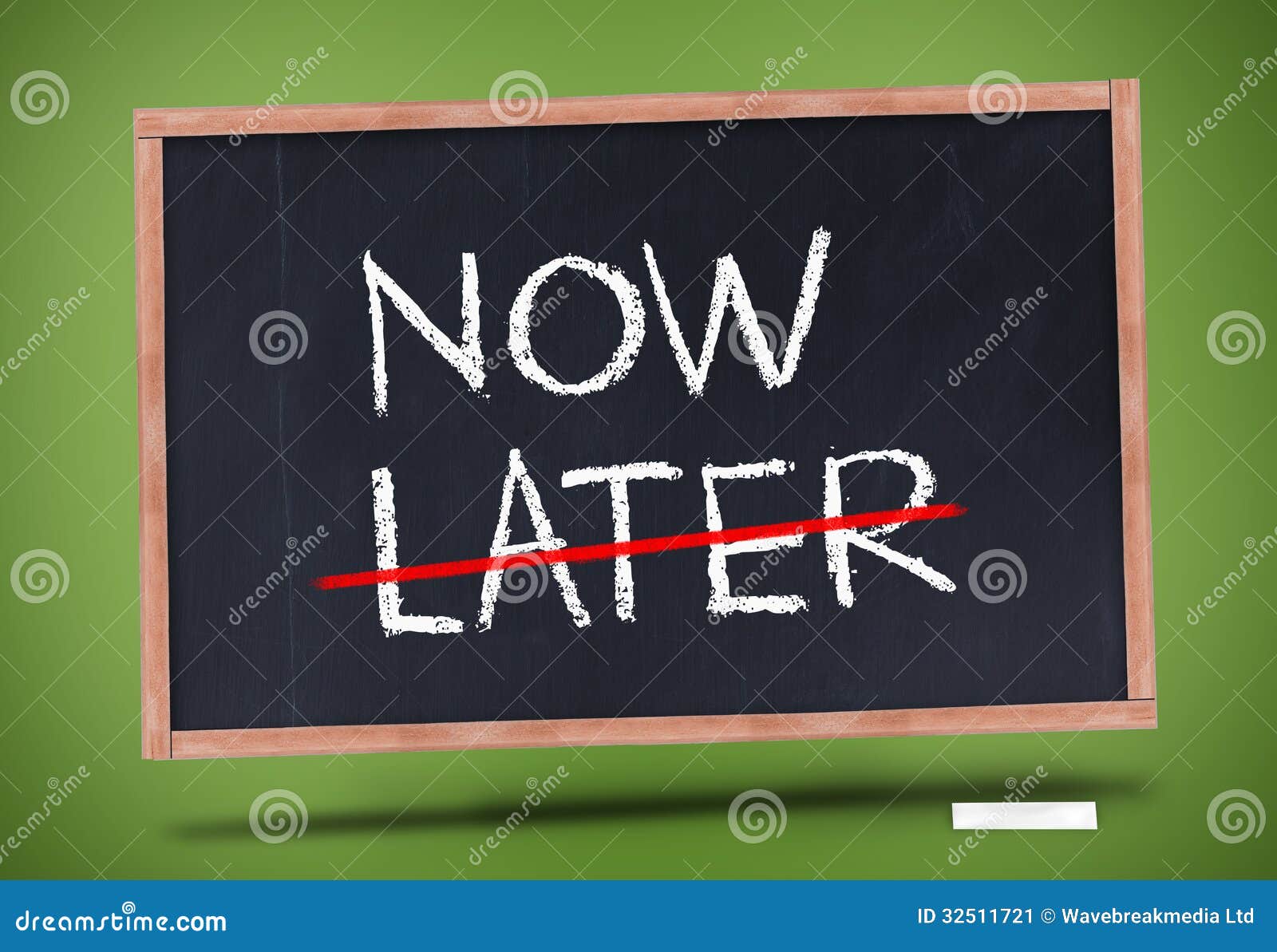 Now and Later Written on Blackboard Stock Image - Image of green, board ...