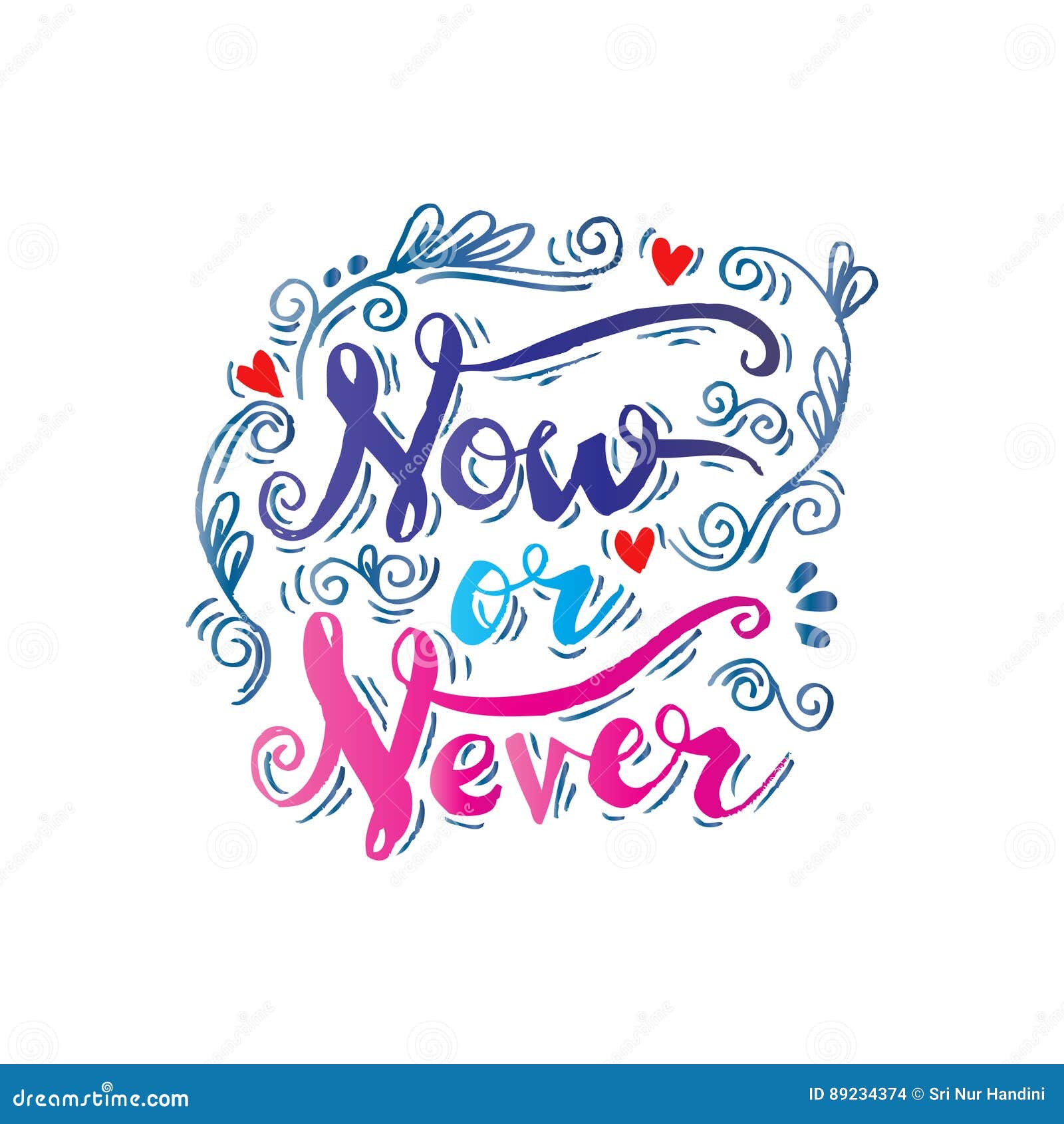 Now or Never.Hand Lettering. Stock Illustration - Illustration of ...