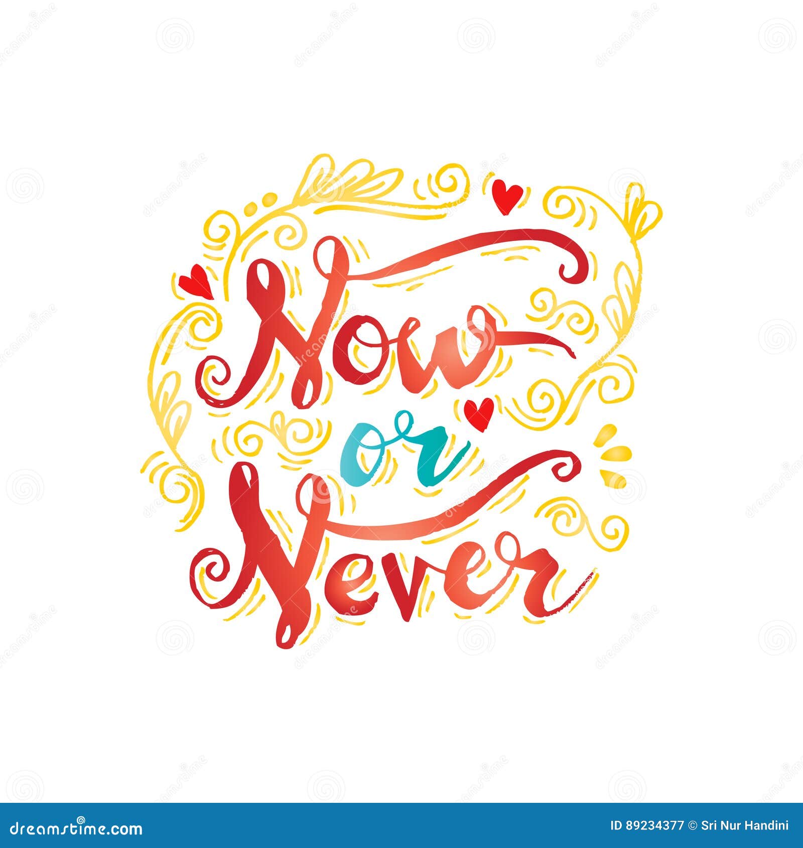 Now or Never.Hand Lettering. Stock Illustration - Illustration of ...