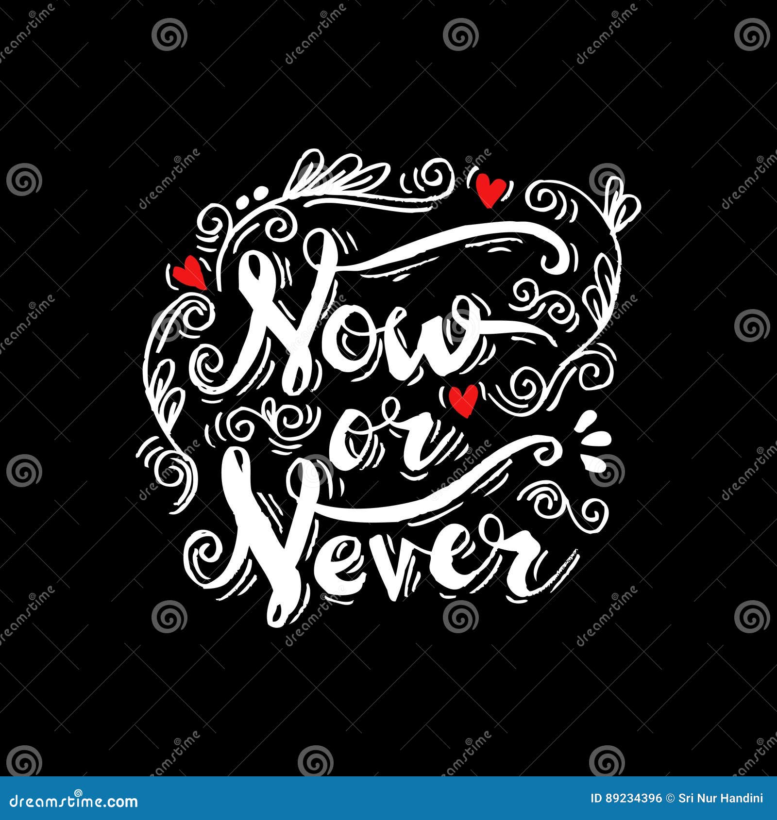 Now or Never.Hand Lettering. Stock Illustration - Illustration of label ...
