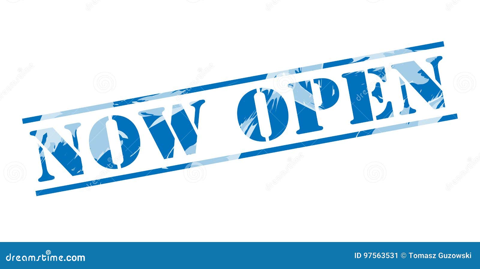 Now open blue stamp stock illustration. Illustration of sticker - 97563531