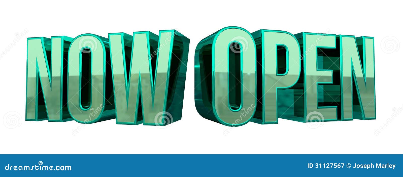 Now Open 3D Text stock illustration. Illustration of opening - 31127567
