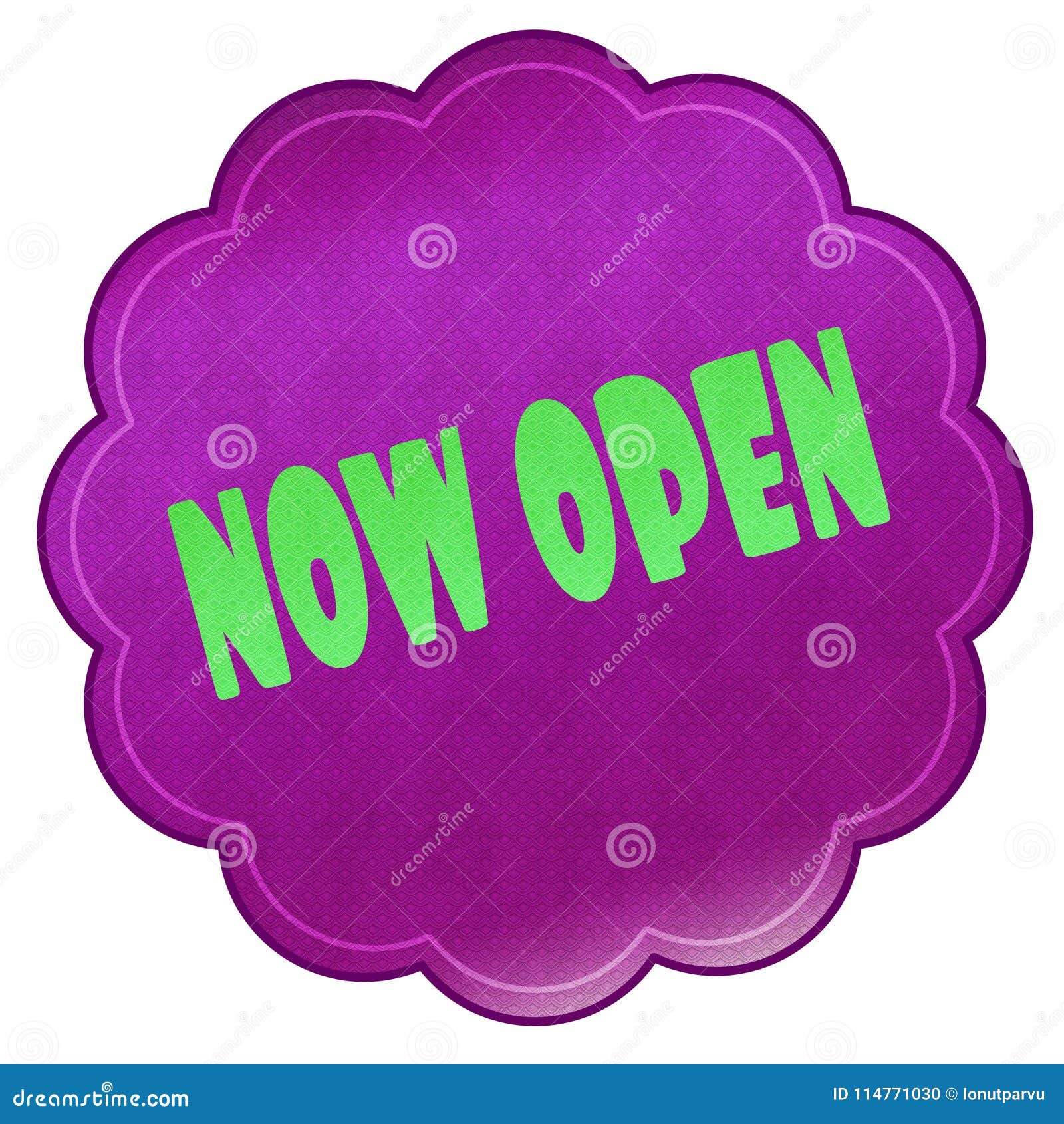 NOW OPEN on Magenta Sticker. Stock Illustration - Illustration of ...