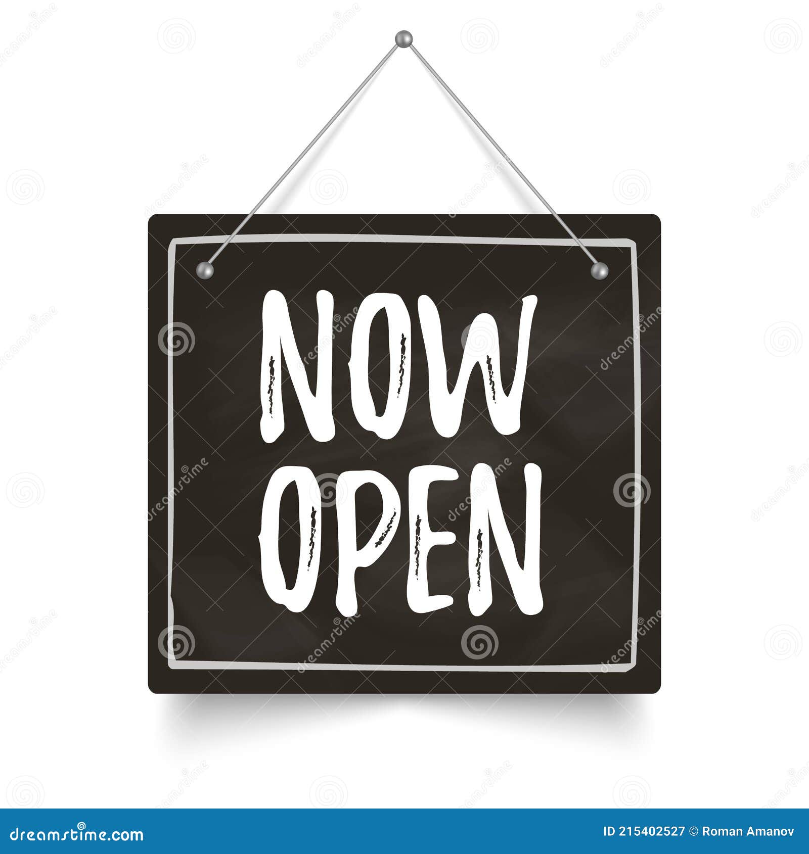 Now Open signboard. stock vector. Illustration of blackboard - 215402527