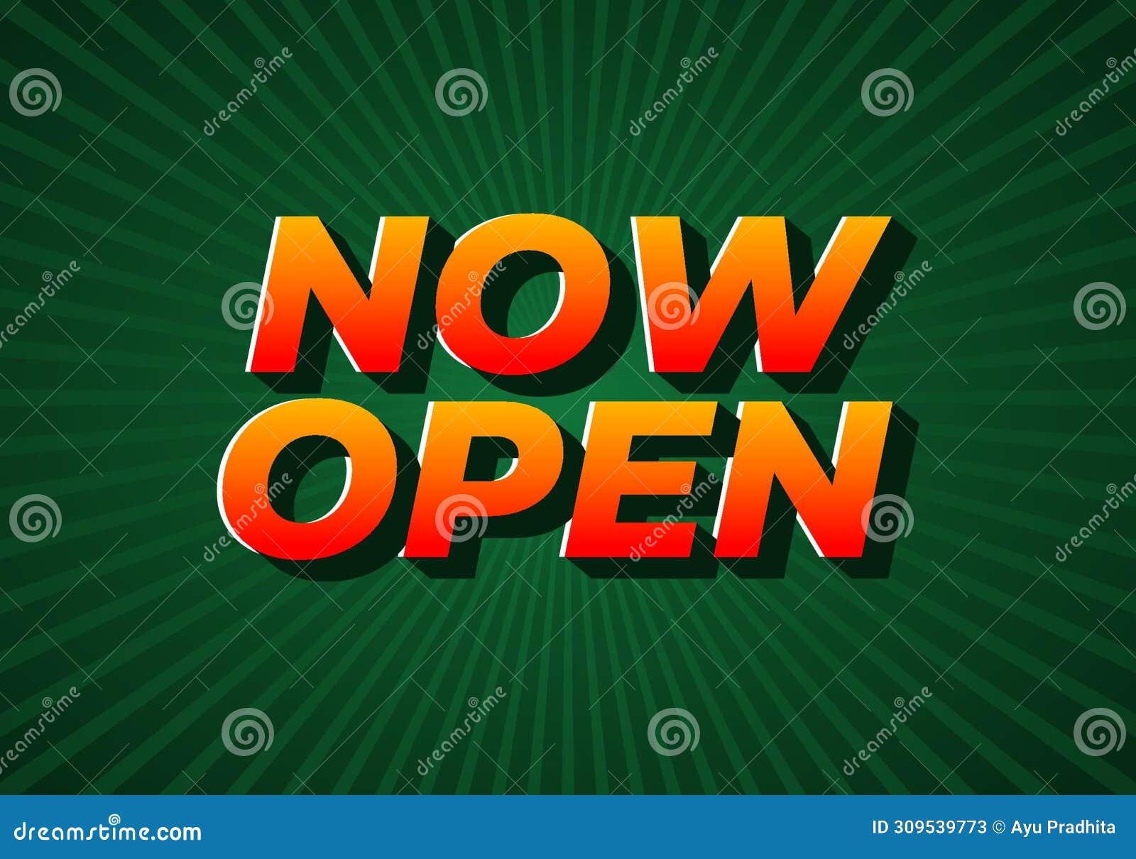 Now Open. Text Effect in 3d Look with Eye Catching Colors Stock Vector ...