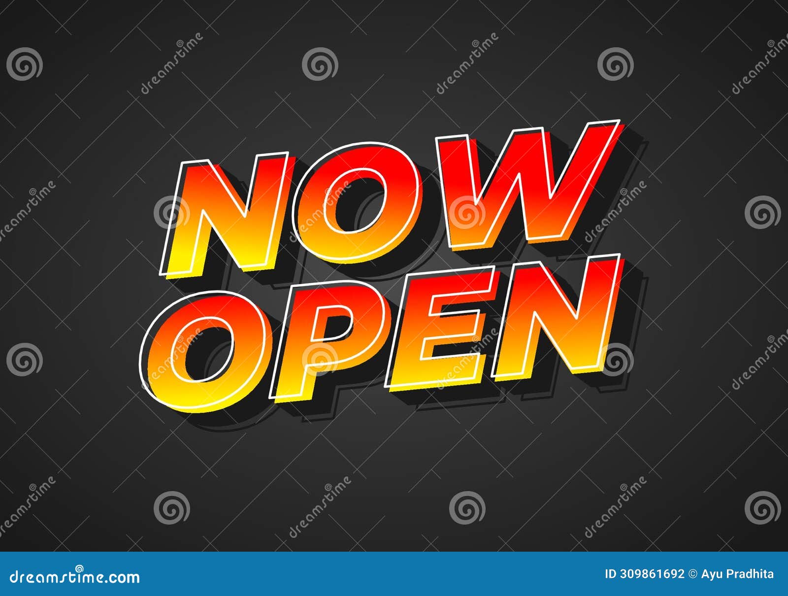 Now Open. Text Effect in 3d Look with Eye Catching Colors Stock Vector ...