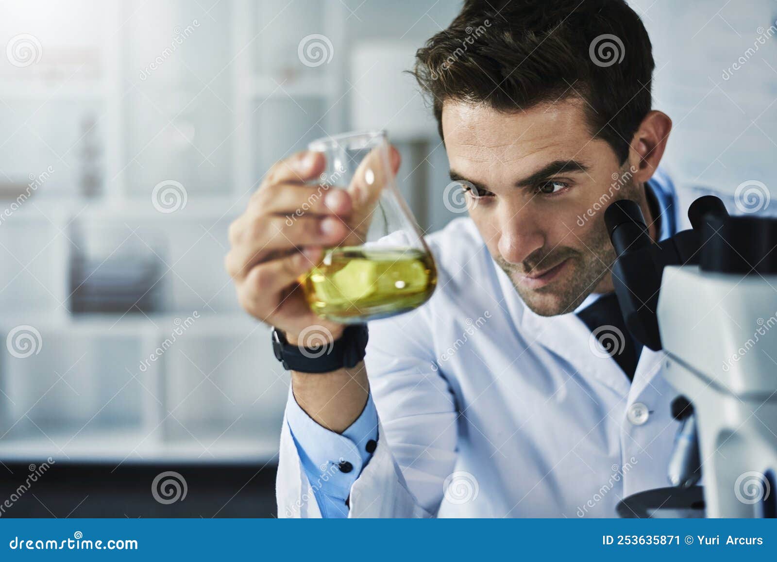 Now To Test My Theory. a Scientist Conducting an Experiment in a Lab ...
