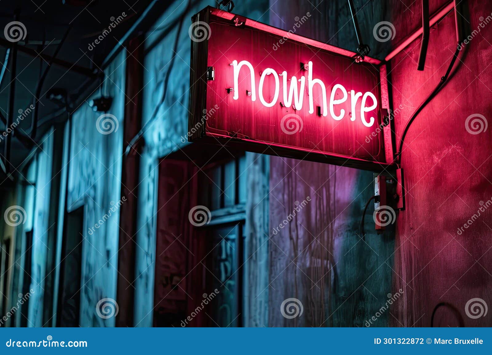 Nowhere Neon Illuminated Sign at Night - AI Generated Stock ...