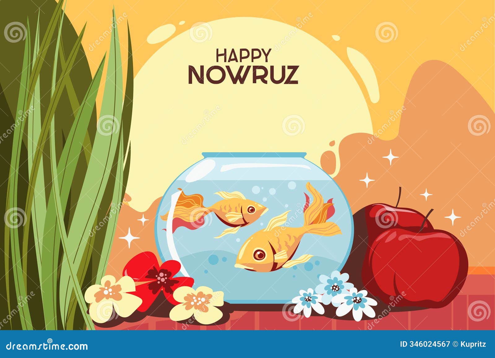 Happy Nowruz Celebration Background Design Cartoon Vector ...