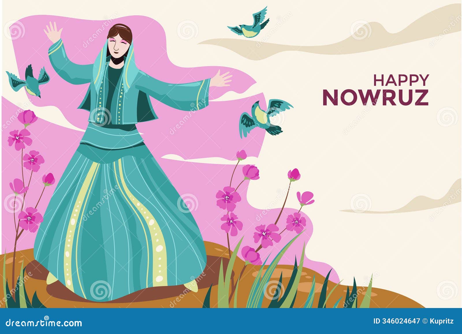 Iranian Woman Lifting Flag Cartoon Vector | CartoonDealer.com #261561007