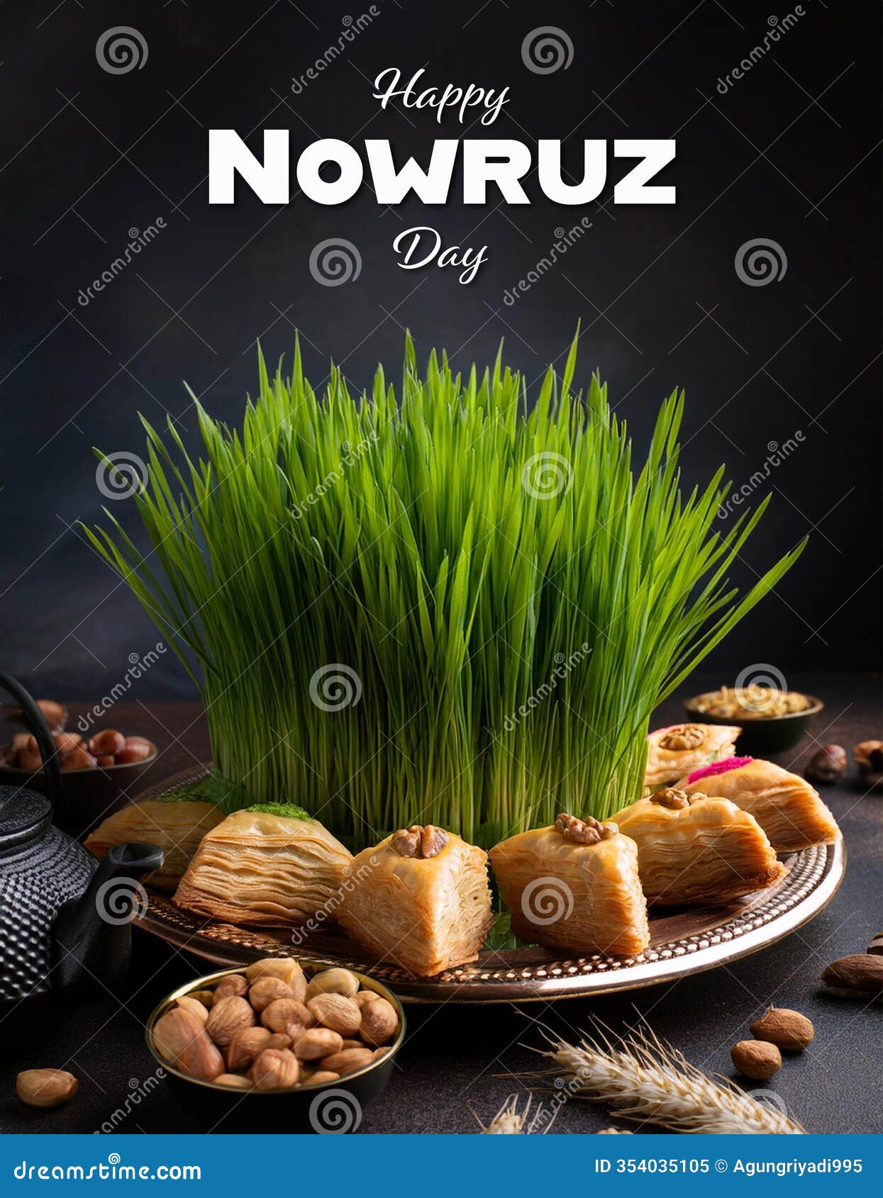 Nowruz Poster Design with Novruz Setting Table Decoration Stock ...