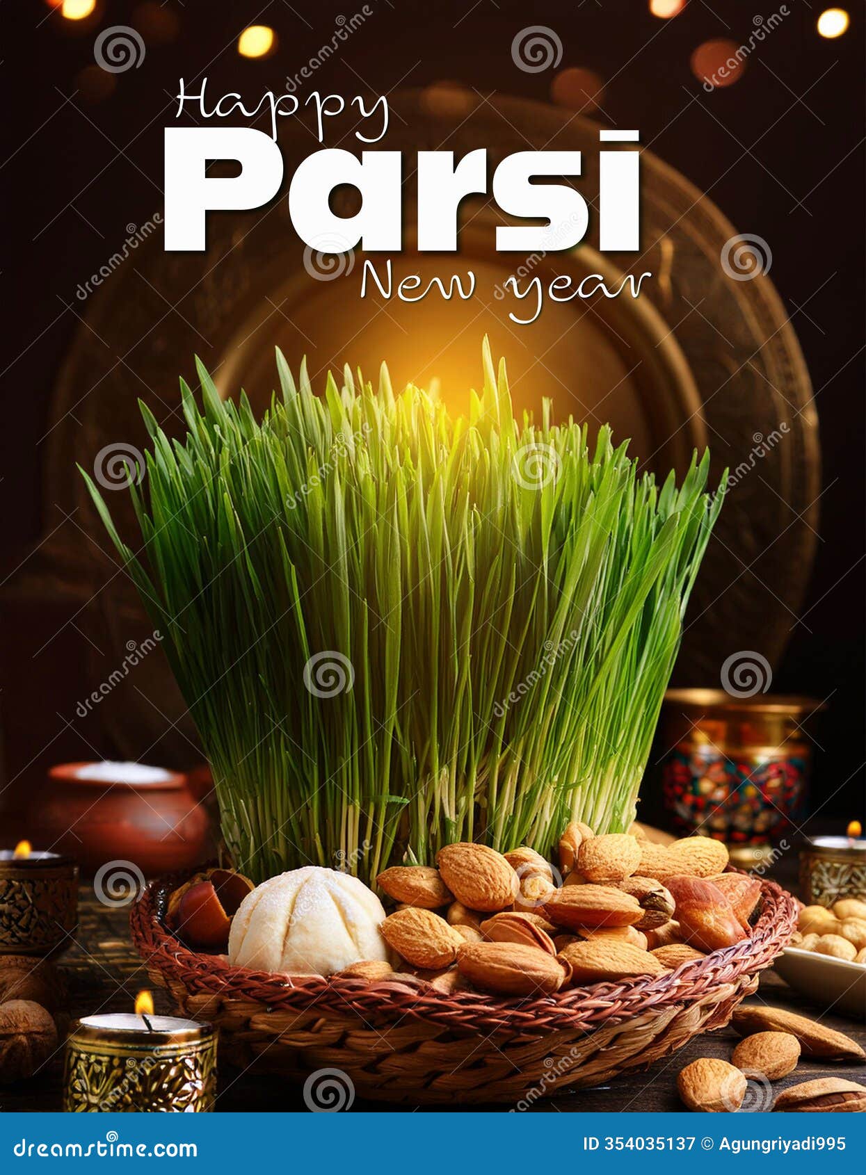 Nowruz Poster Design with Novruz Setting Table Decoration Stock ...
