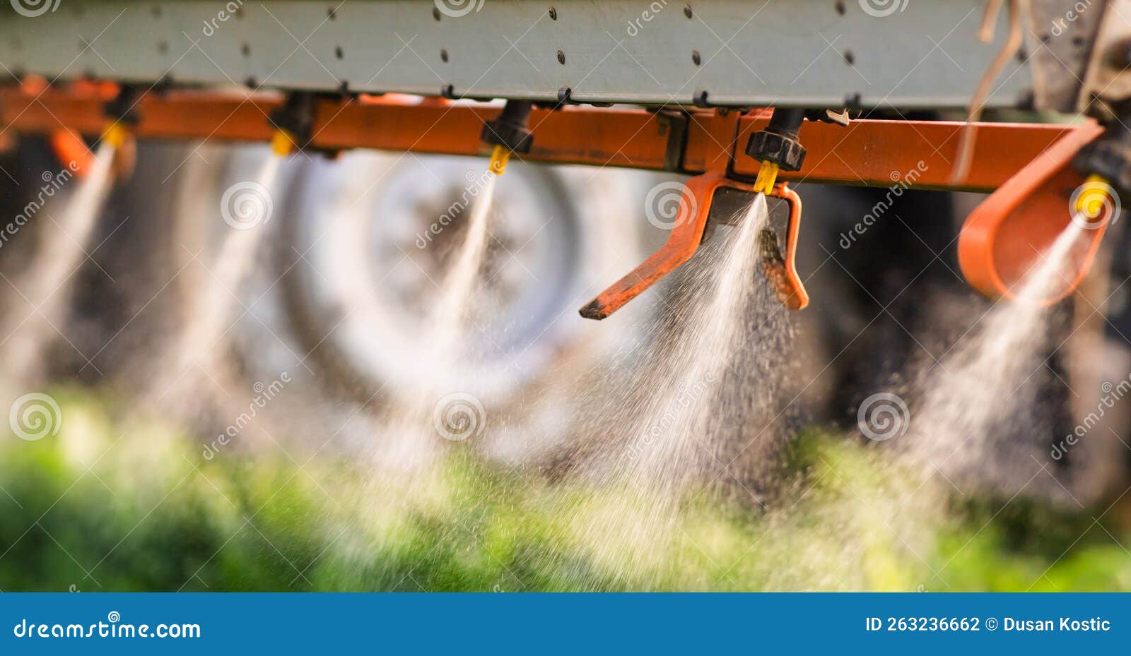 Nozzle of the Tractor Sprinklers Stock Photo - Image of spraying ...