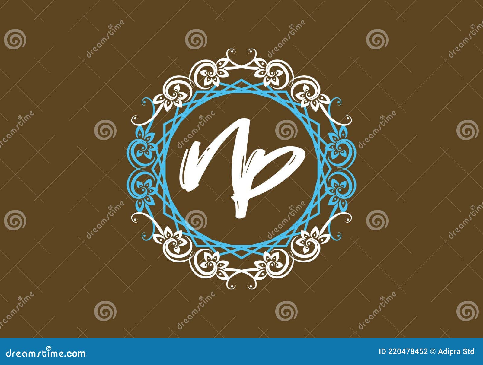 NP Initial Letter in Vintage Circle Frame Stock Vector - Illustration ...