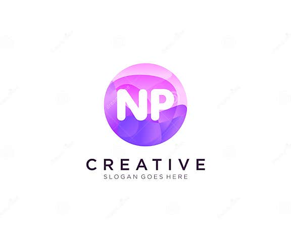NP Initial Logo with Colorful Circle Template Vector Stock Vector ...