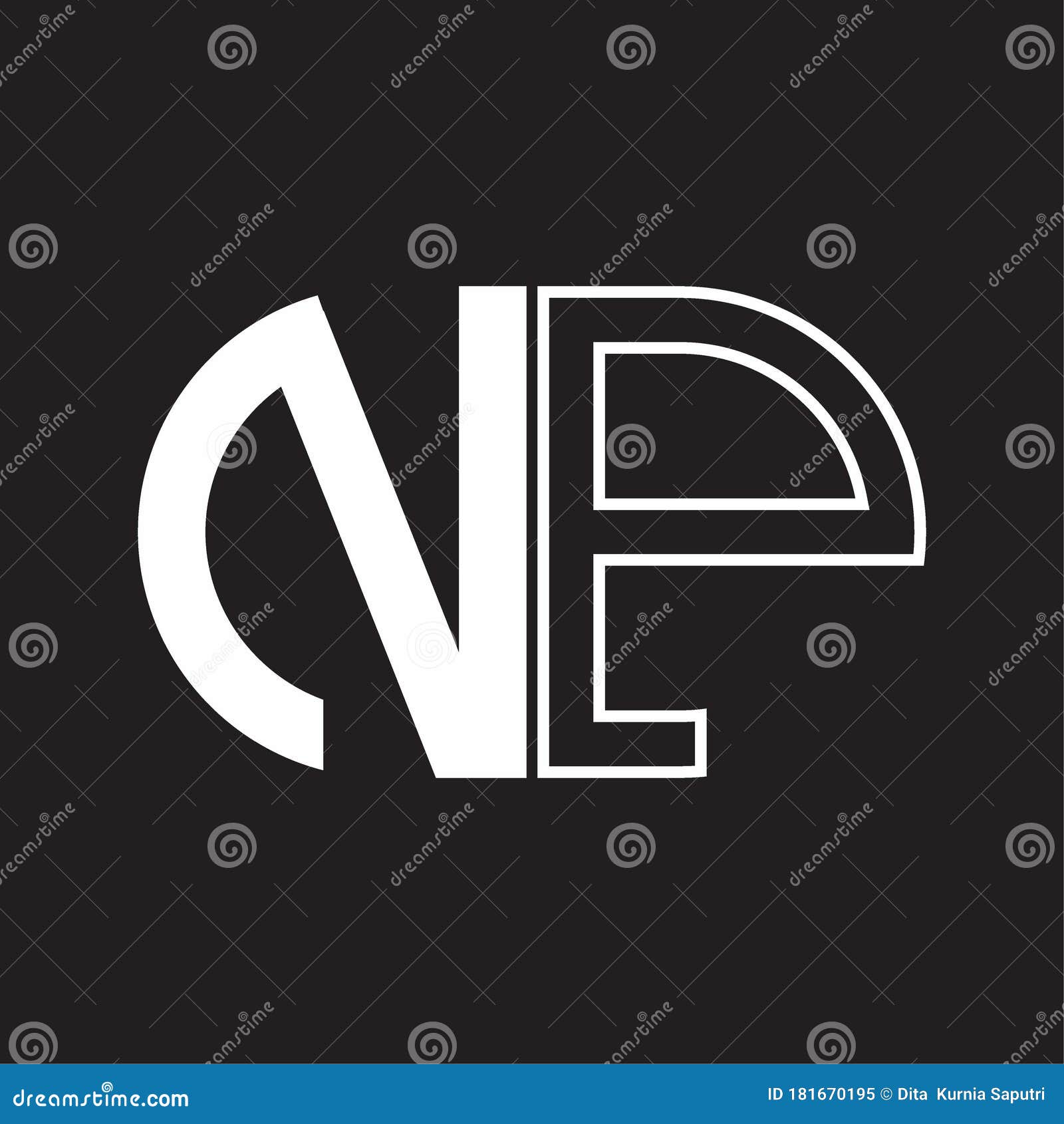 NP Letter Logo Monogram with Oval Shape Negative Space Design Template ...