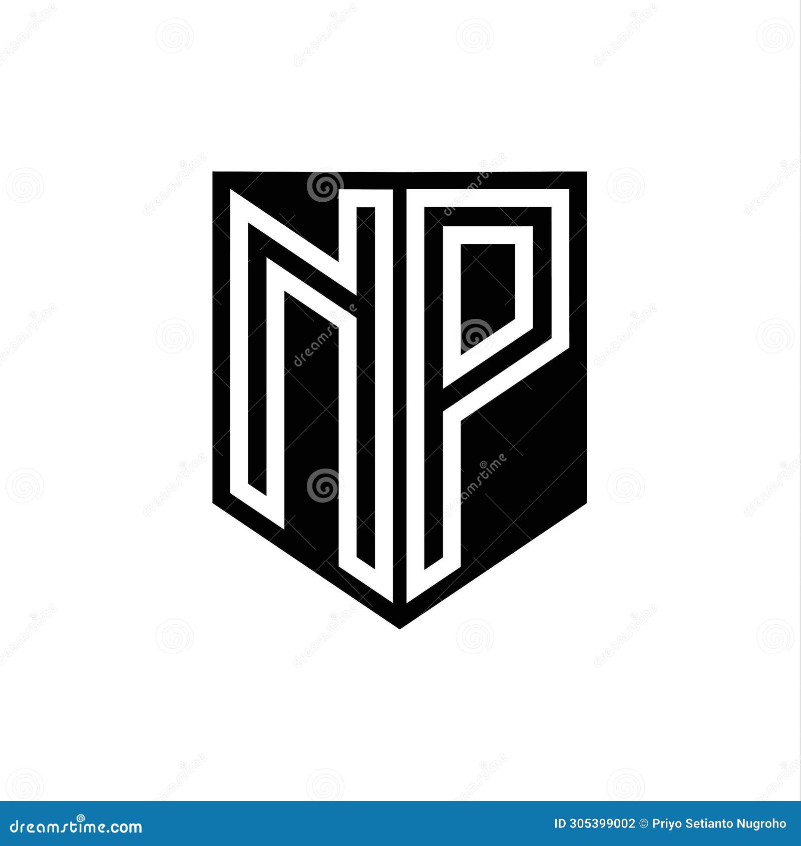 NP Logo Monogram Shield Geometric White Line Inside Black Shield Color ...
