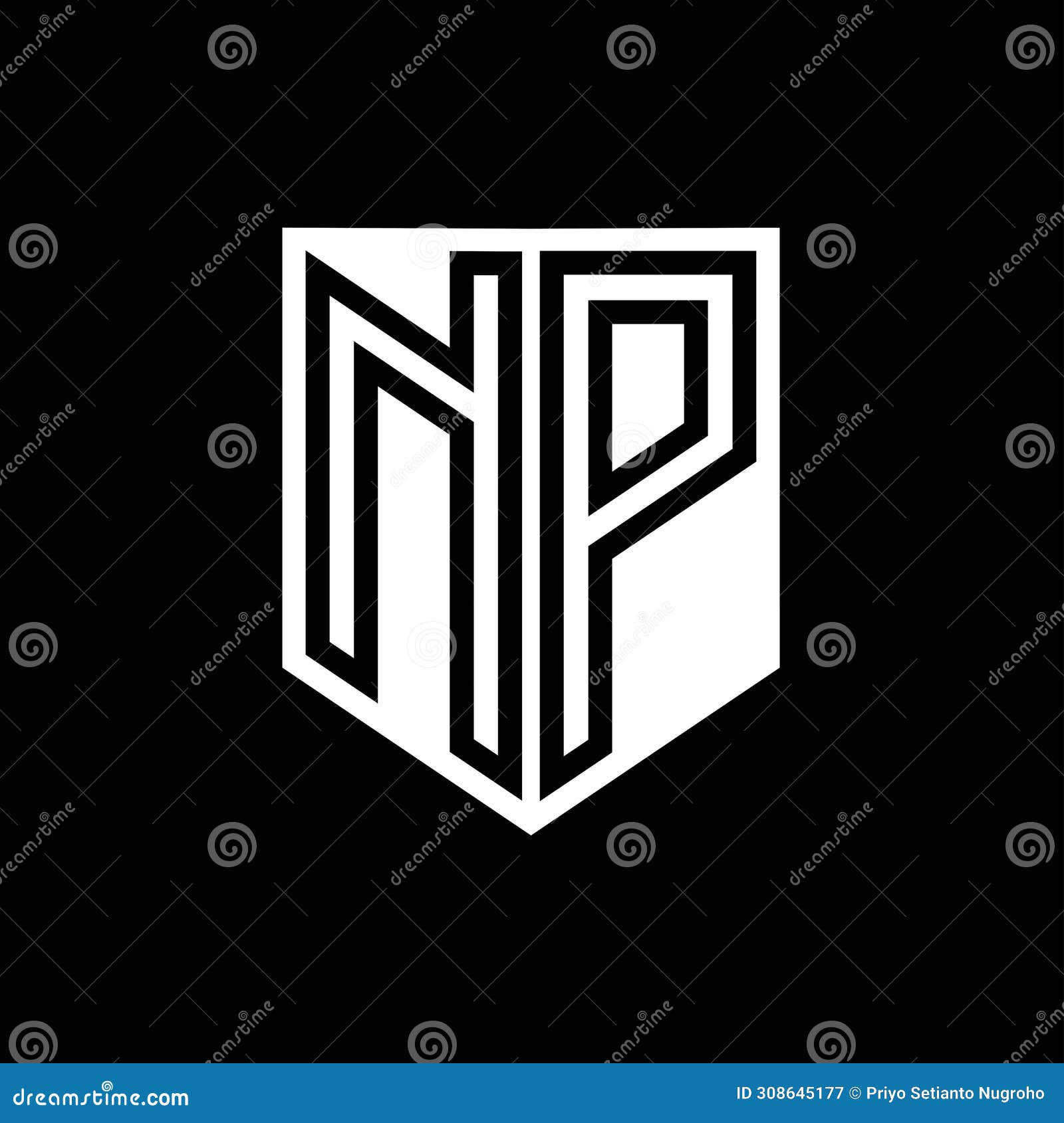 NP Logo Monogram Shield Geometric Black Line Inside White Shield Color ...