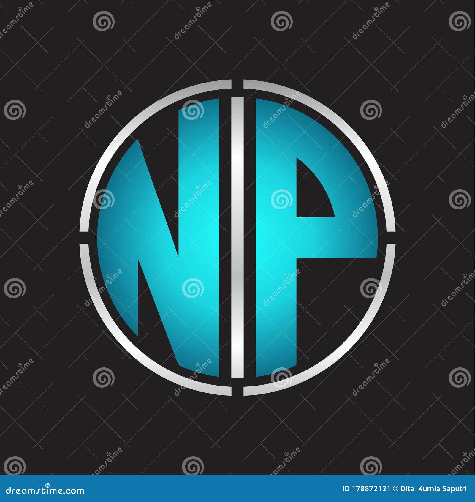 NP Logo Initial with Circle Line Cut Design Template on Blue Colors ...