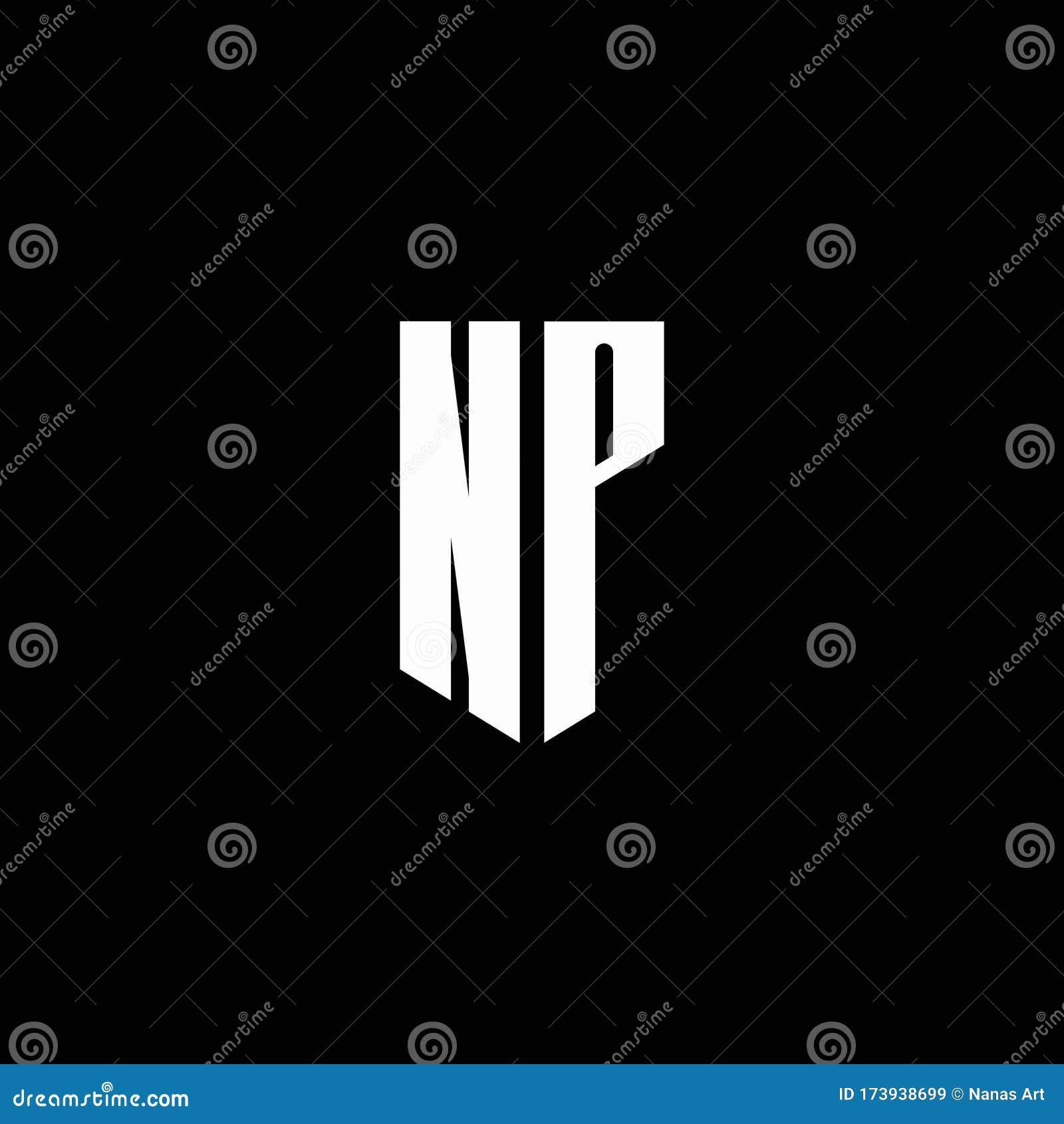 NP Logo Monogram with Emblem Style Isolated on Black Background Stock ...