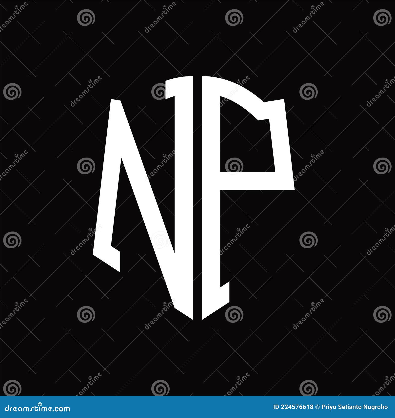 NP Logo Monogram with Shield Shape Ribbon Design Template Stock Vector ...