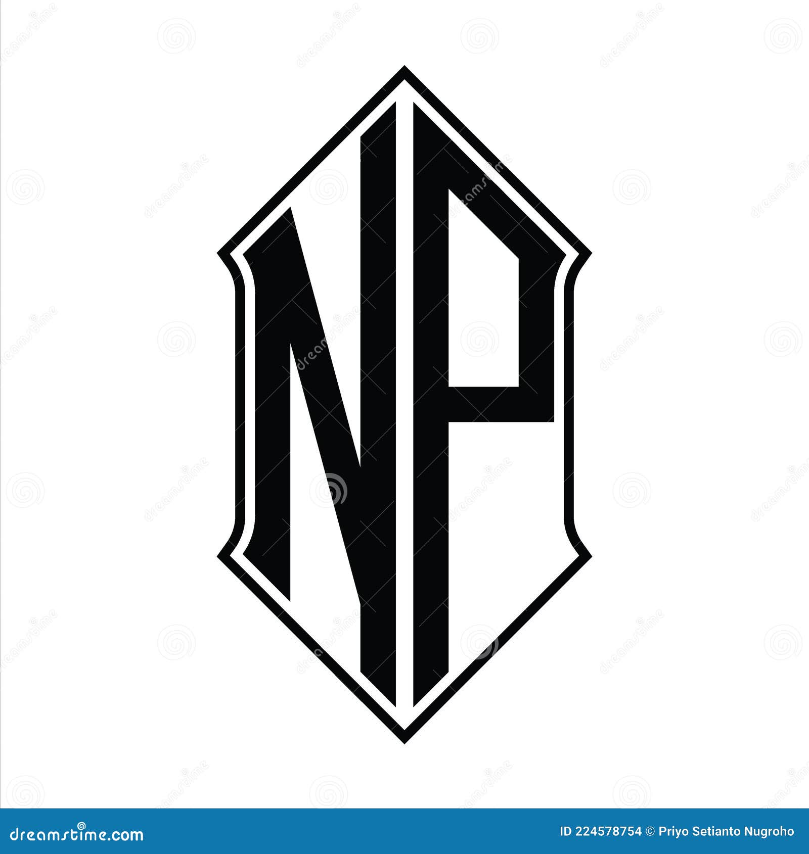 NP Logo Monogram with Shieldshape and Outline Design Template Vector ...