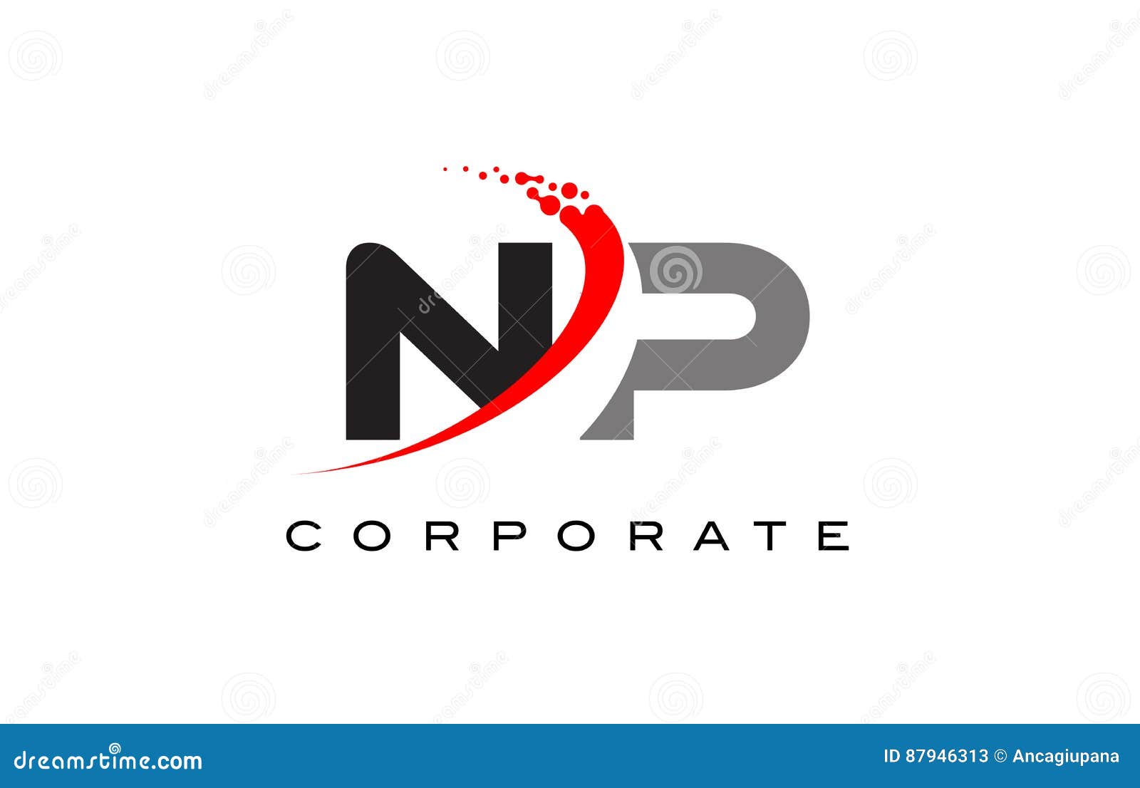 NP Modern Letter Logo Design with Swoosh Stock Vector - Illustration of ...