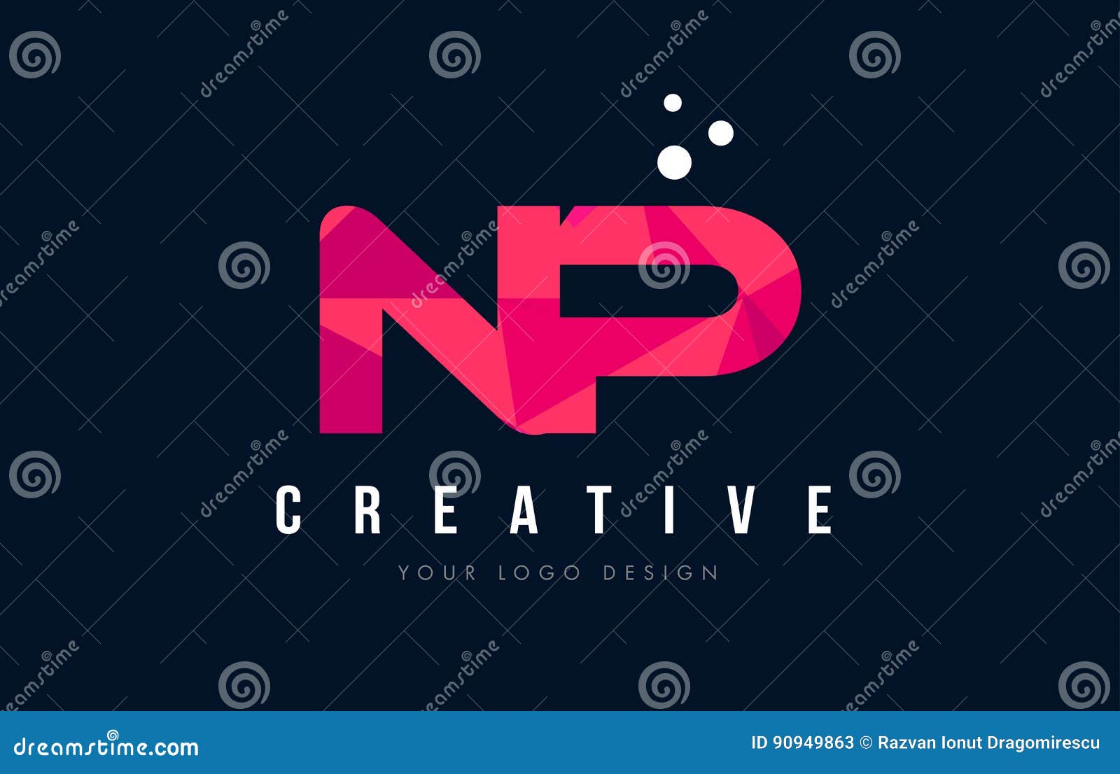 NP N P Letter Logo with Purple Low Poly Pink Triangles Concept Stock ...