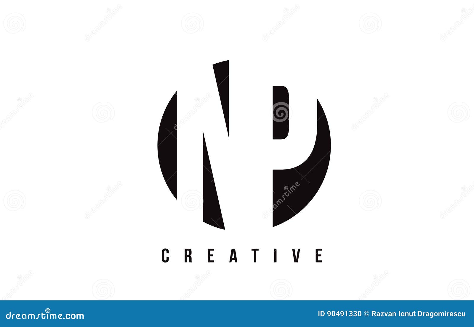 NP N P White Letter Logo Design with Circle Background. Stock Vector ...
