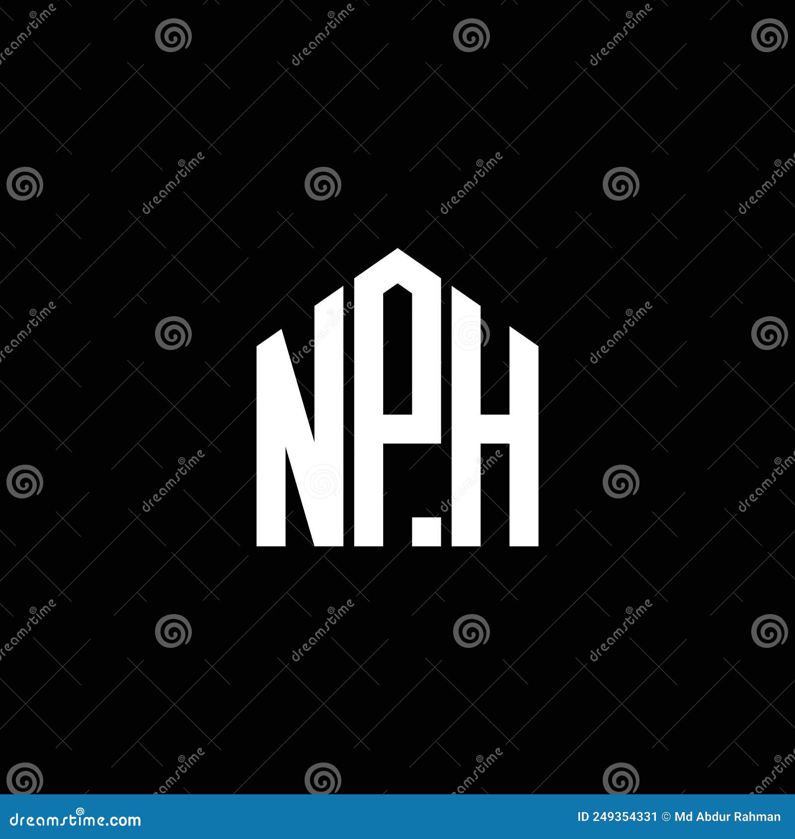 NPH Letter Logo Design on BLACK Background. NPH Creative Initials ...