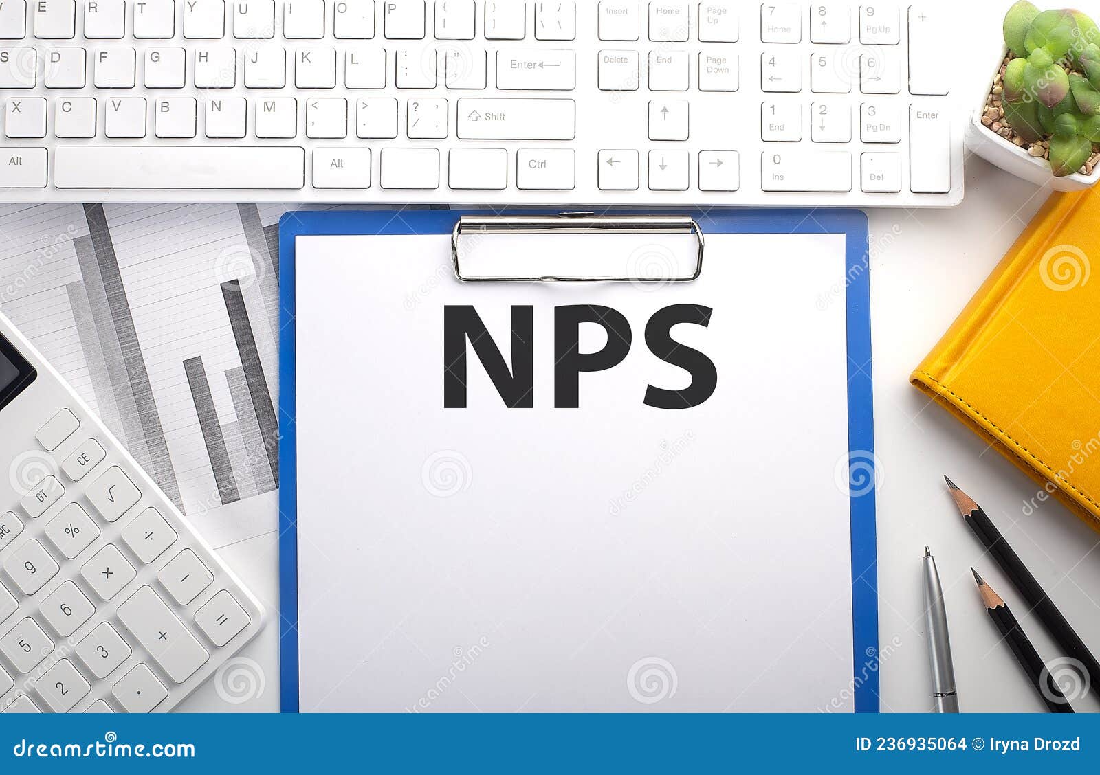 NPS Written on Paper with Keyboard, Chart, Calculator and Notebook ...