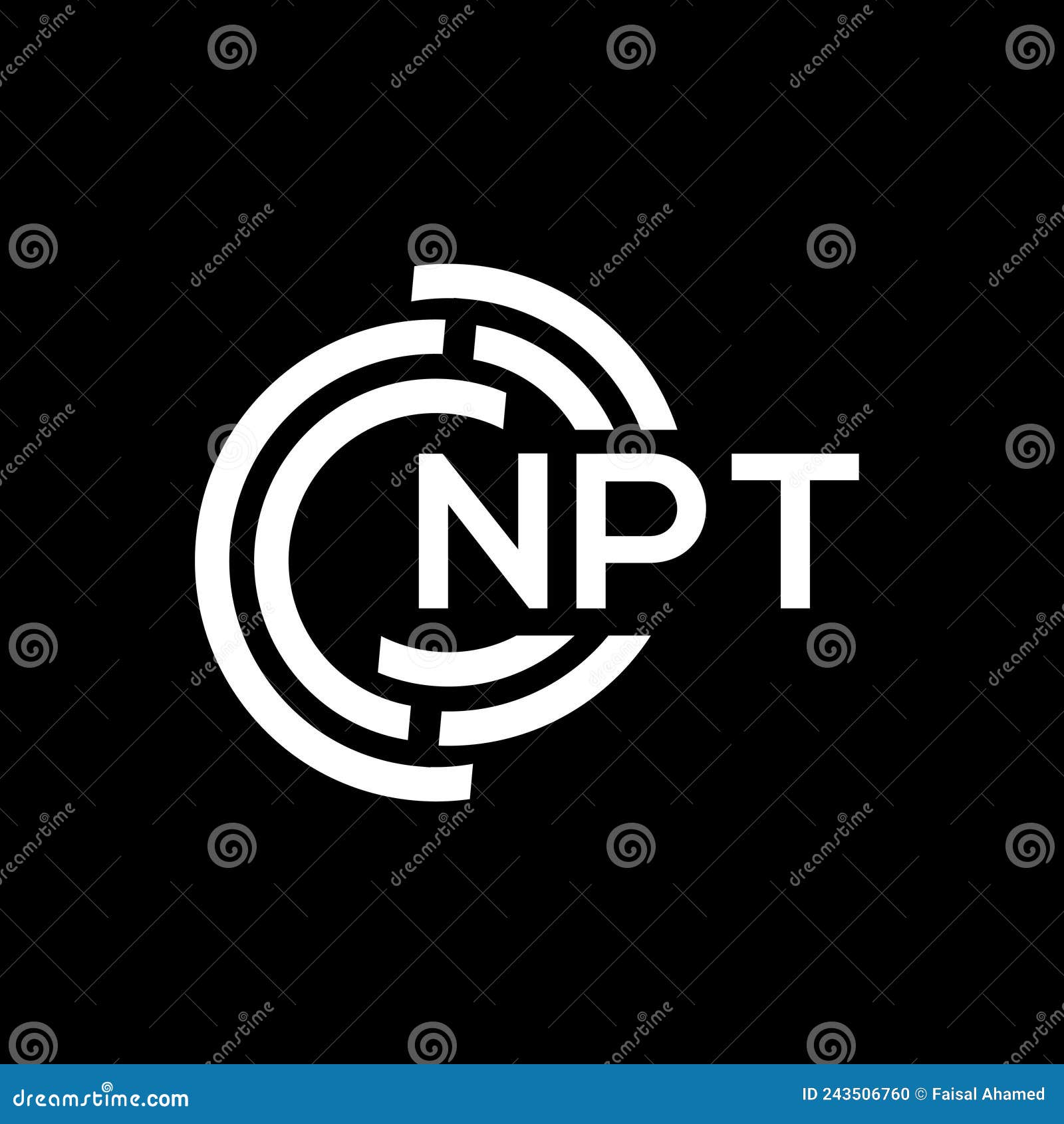 NPT Letter Logo Design on Black Background.NPT Creative Initials Letter ...