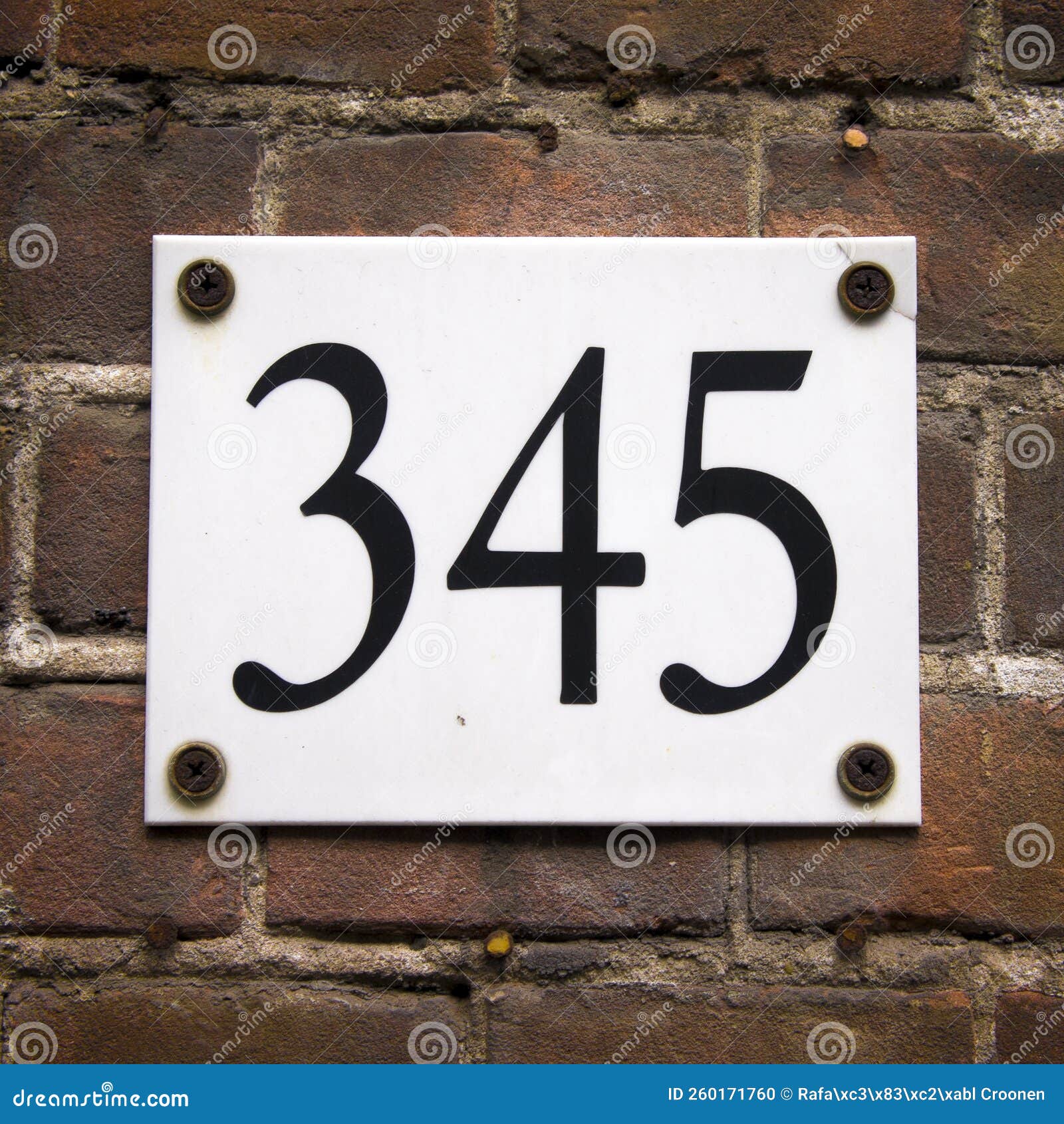 House number 345 stock photo. Image of sequence, figure - 260171760