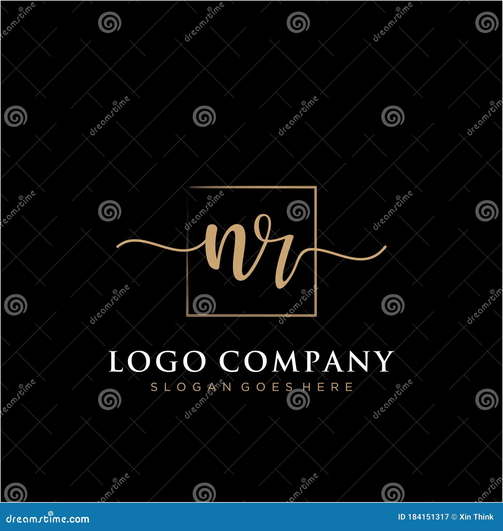 NR Initial Handwriting Logo with Rectangle Template Vector Stock Vector ...
