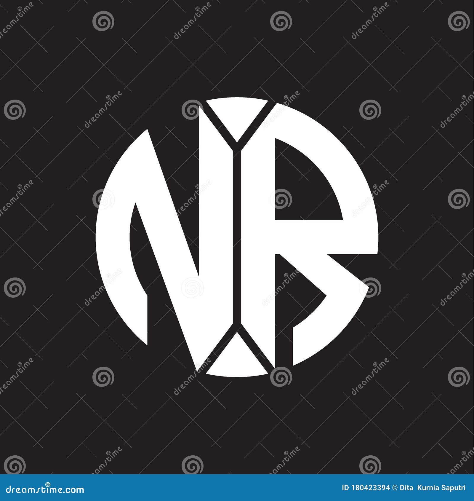 NR Logo Monogram with Piece Circle Ribbon Style Stock Vector ...