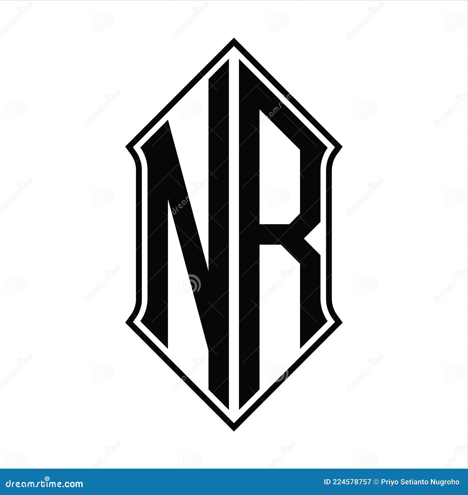 NR Logo Monogram with Shieldshape and Outline Design Template Vector ...
