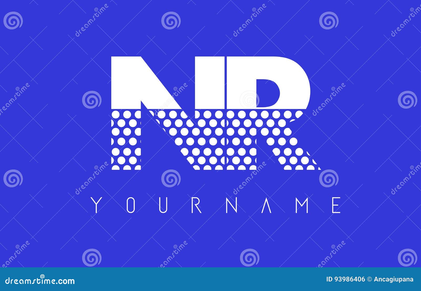 NR N R Dotted Letter Logo Design with Blue Background. Stock Vector ...
