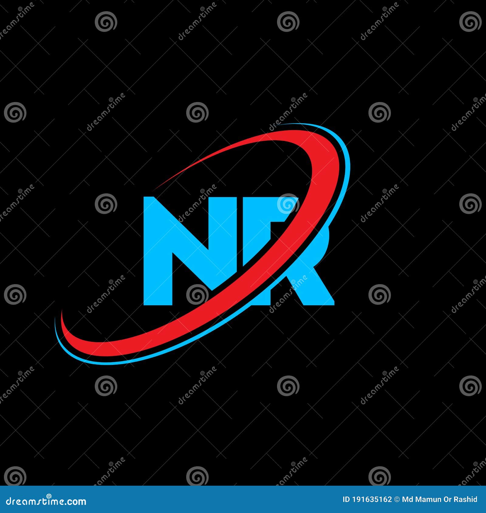 NR N R Letter Logo Design. Initial Letter NR Linked Circle Uppercase ...