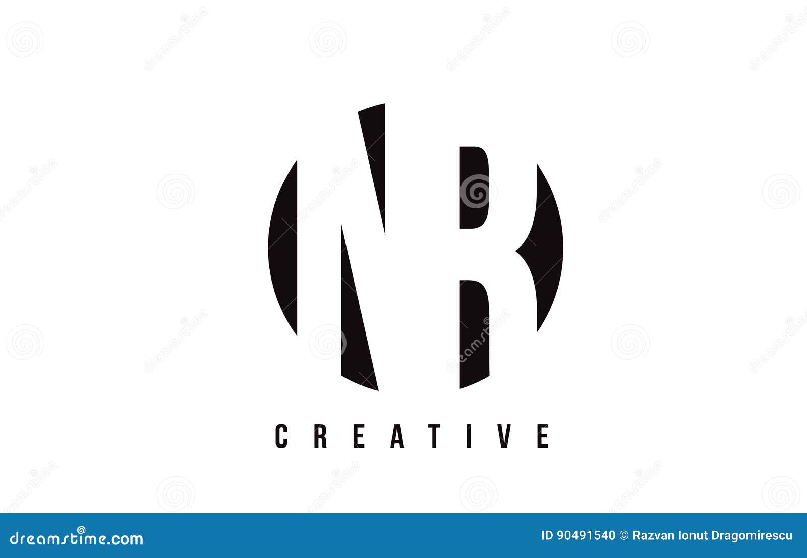 NR N R White Letter Logo Design with Circle Background. Stock Vector ...