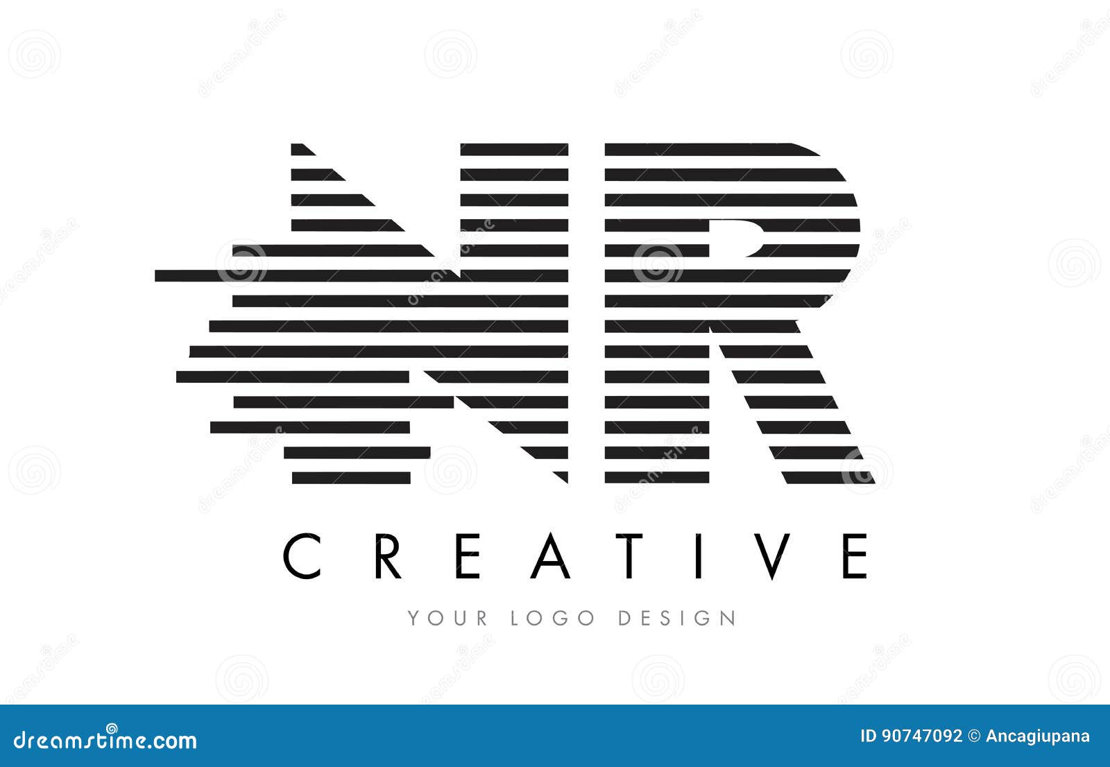 NR N R Zebra Letter Logo Design with Black and White Stripes Stock ...