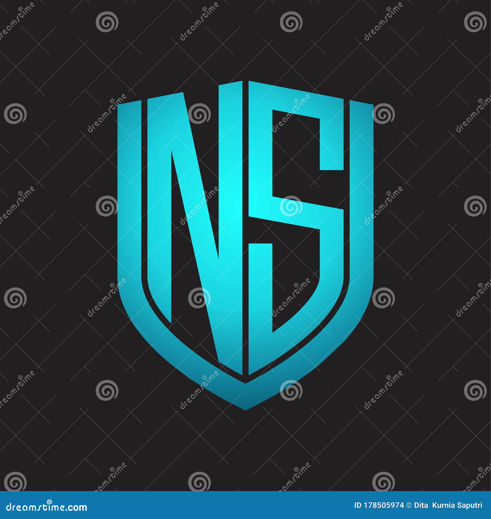 NS Logo Monogram with Emblem Shield Design Isolated with Blue Colors on ...