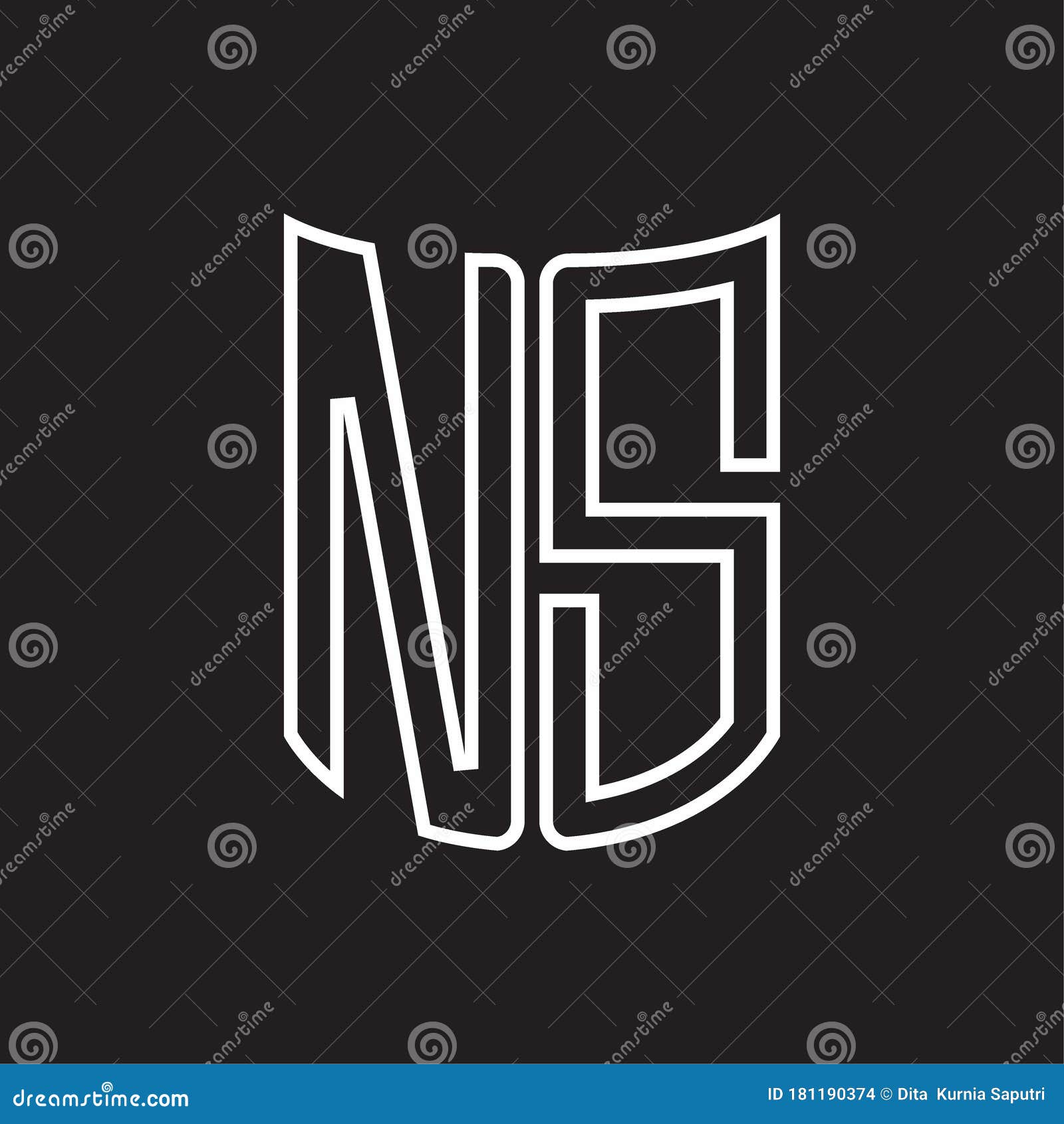 NS Logo Monogram with Ribbon Style Outline Design Template Stock Vector ...